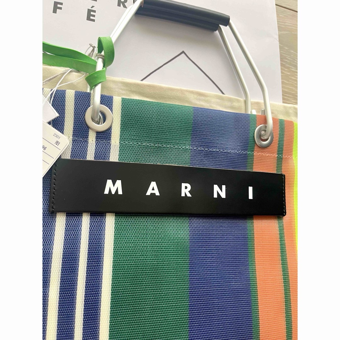 MARNI - 【新品未使用】MARNI ストライプバッグ グリーンブルー MARNI - 【新品未使用】MARNI ストライプバッグ グリーンブルー