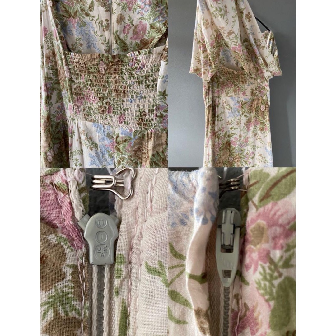 古着 ビンテージ 70s USA クラシカル ガーリー 総柄 花柄 古着 ビンテージ 70s USA クラシカル ガーリー 総柄 花柄