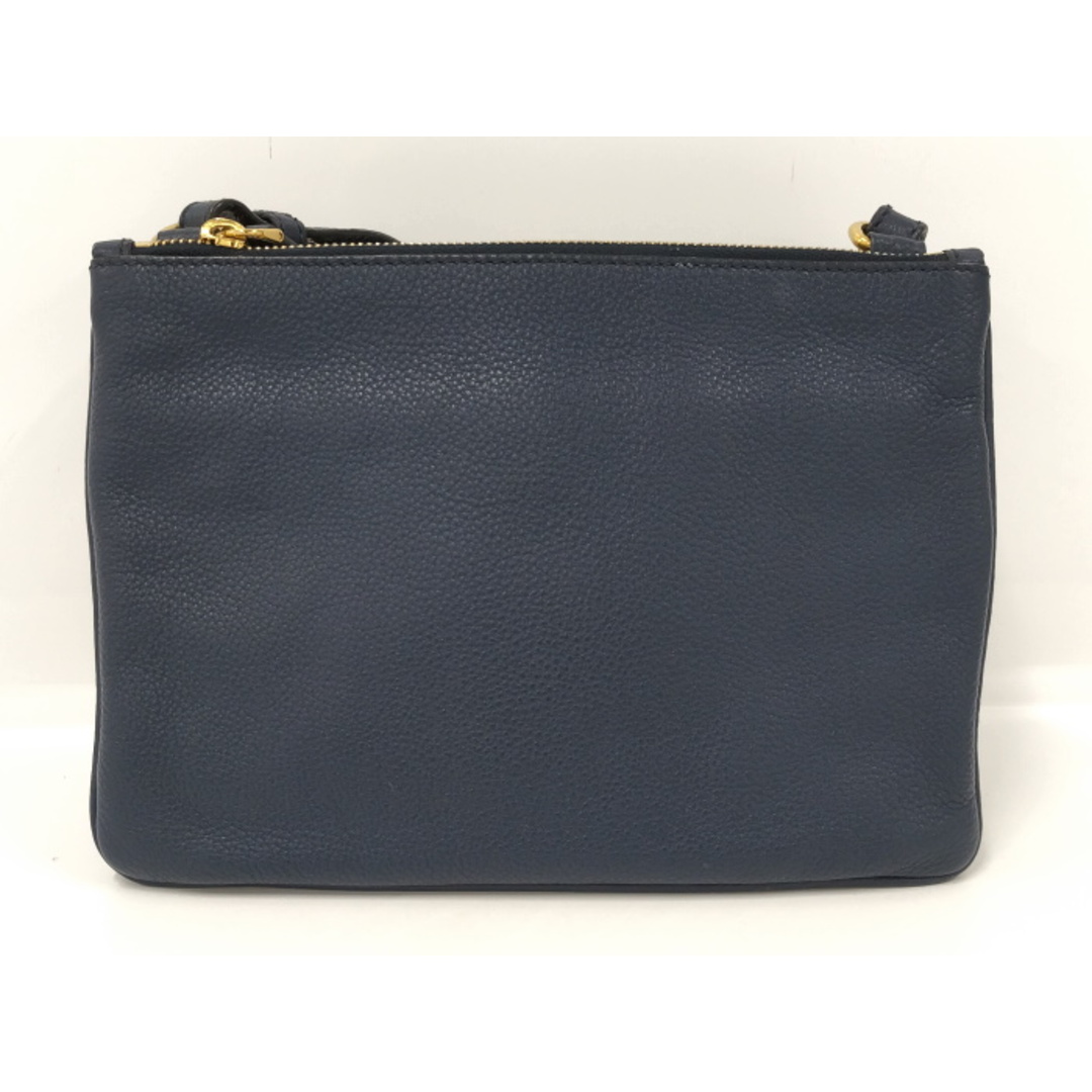 PRADA - PRADA ショルダーバッグ ダブルジップ レザー ネイビー PRADA - PRADA ショルダーバッグ ダブルジップ レザー ネイビー