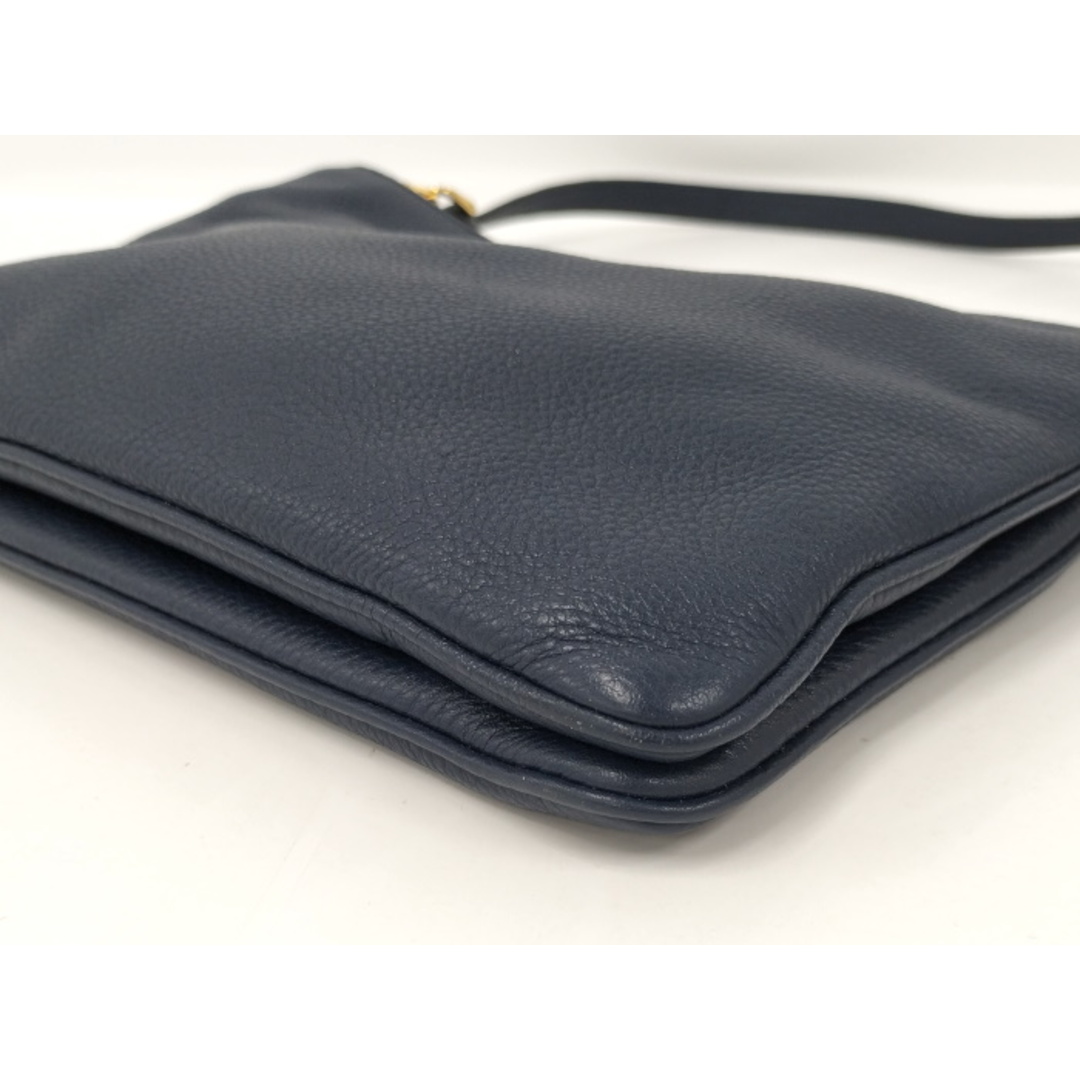 PRADA - PRADA ショルダーバッグ ダブルジップ レザー ネイビー PRADA - PRADA ショルダーバッグ ダブルジップ レザー ネイビー
