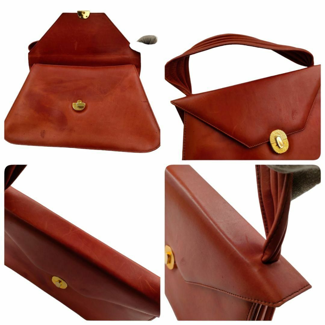 BALLY バリー ハンドバッグ フラップ 金具 レザー ブラウン系 BALLY バリー ハンドバッグ フラップ 金具 レザー ブラウン系