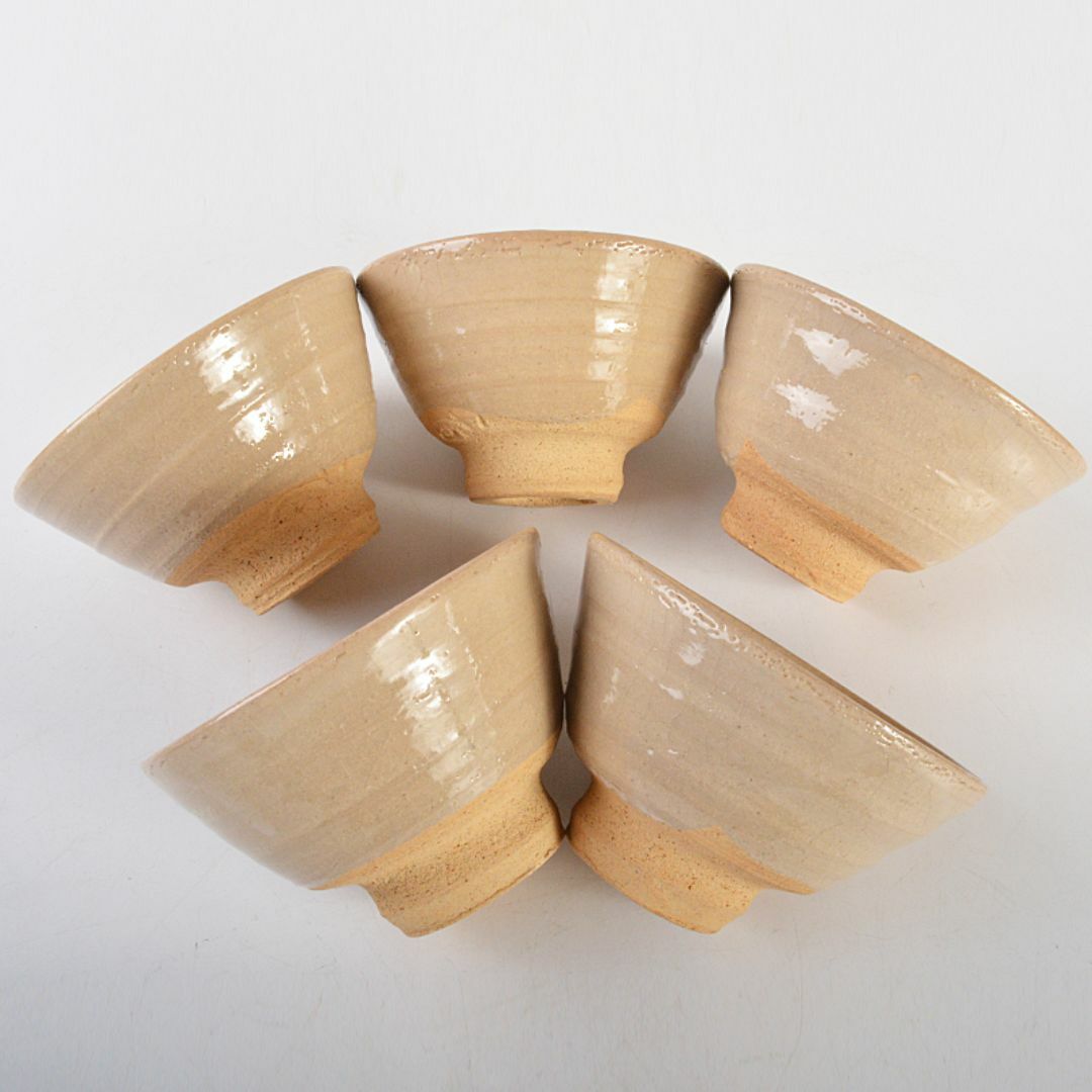 茶道具 瀬戸焼 陣出窯 澤田酔云作 井戸風 数茶碗 十客 共箱 V 茶道具 瀬戸焼 陣出窯 澤田酔云作 井戸風 数茶碗 十客 共箱 V