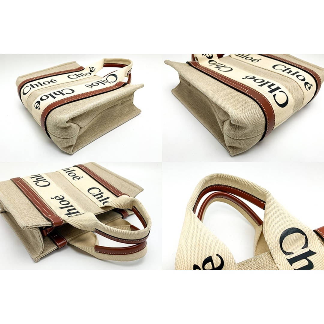 Chloe - Chloe クロエ WOODYスモールトートバッグ White&Brown Chloe - Chloe クロエ WOODYスモールトートバッグ White&Brown
