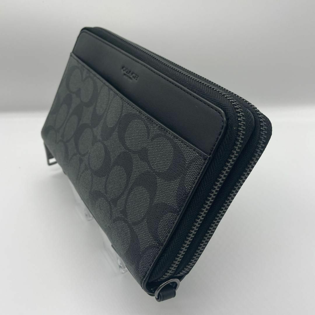 新品】コーチCOACH 長財布 オーガナイザー シグネチャー グレー系 新品】コーチCOACH 長財布 オーガナイザー シグネチャー グレー系