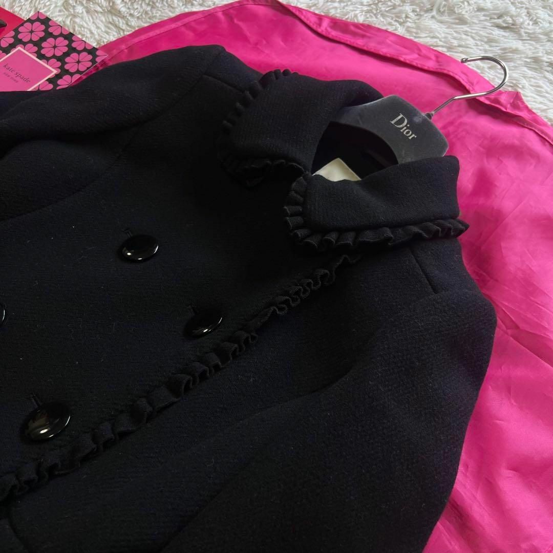 美品】kate spade ロングコート ブラック フリル 2 M ロングコート 美品】kate spade ロングコート ブラック フリル 2 M ロングコート