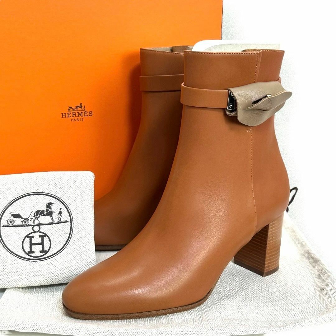 HERMESエルメス 深め ケリーバックルカーフレザーショートブーツ HERMESエルメス 深め ケリーバックルカーフレザーショートブーツ
