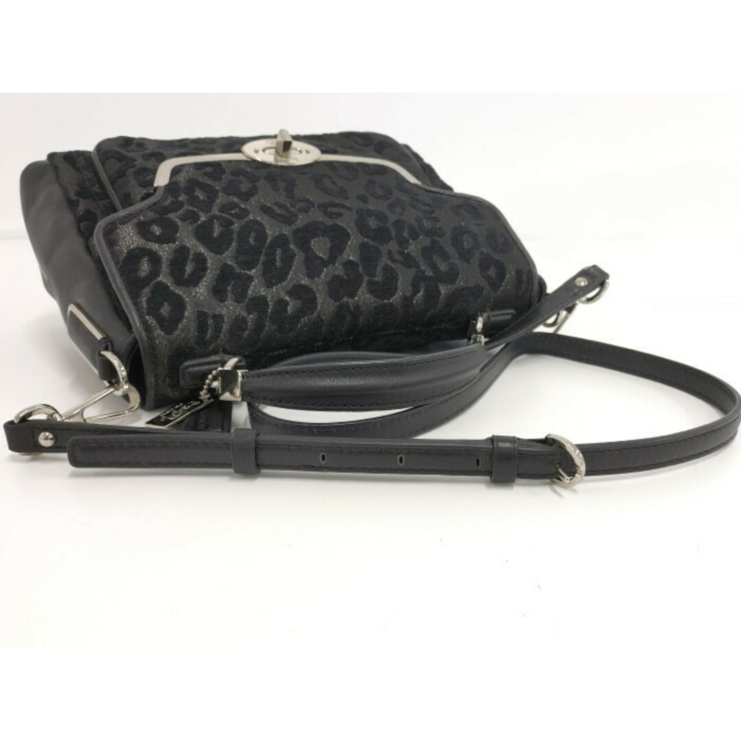 COACH - COACH 2WAY ショルダーバッグ ベロア ヒョウ柄 ブラック COACH - COACH 2WAY ショルダーバッグ ベロア ヒョウ柄 ブラック