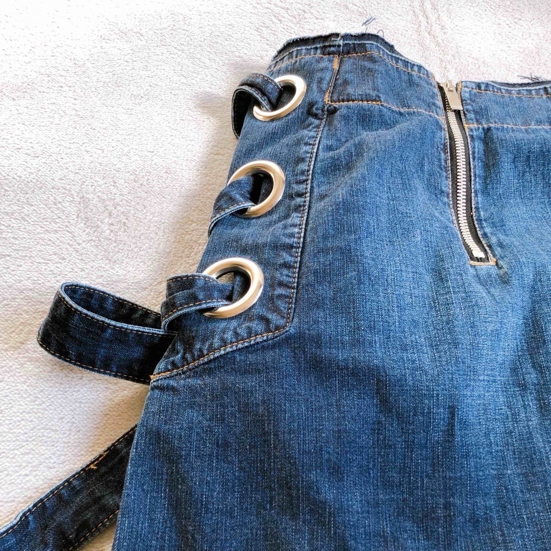 sacai - sacai デニムスカート レースアップ カットオフ ミモレ sacai - sacai デニムスカート レースアップ カットオフ ミモレ