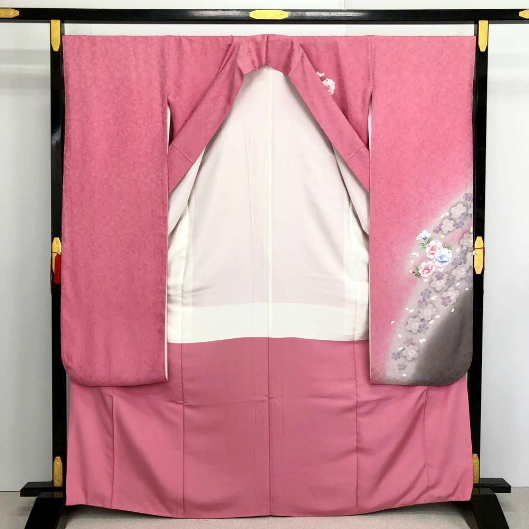 振袖 美しい桜の花 金彩 縮緬 槿花色 トールサイズ K-2499 振袖 美しい桜の花 金彩 縮緬 槿花色 トールサイズ K-2499