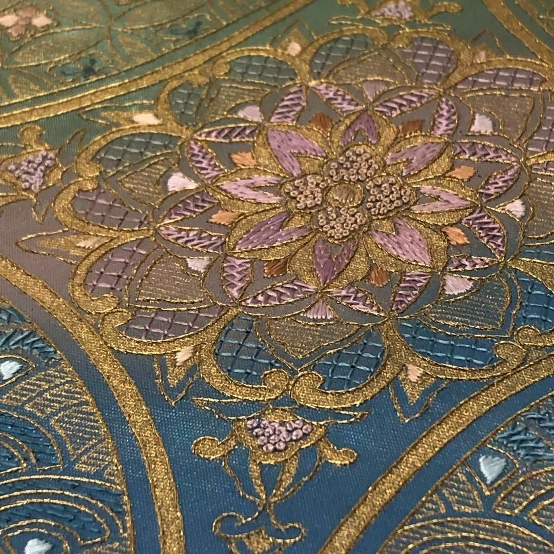 袋帯 総刺繍柄 汕頭刺繍 相良刺繍 華柄紋様 グラデーション O-3028 袋帯 総刺繍柄 汕頭刺繍 相良刺繍 華柄紋様 グラデーション O-3028