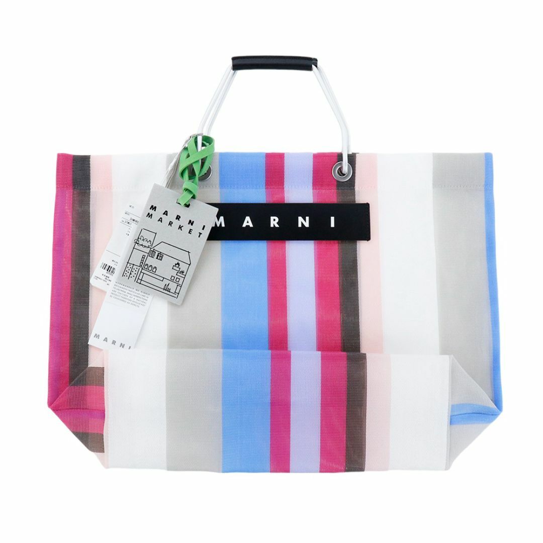 MARNI - マルニ ストライプバッグ リリーホワイト トート タグ MARNI - マルニ ストライプバッグ リリーホワイト トート タグ