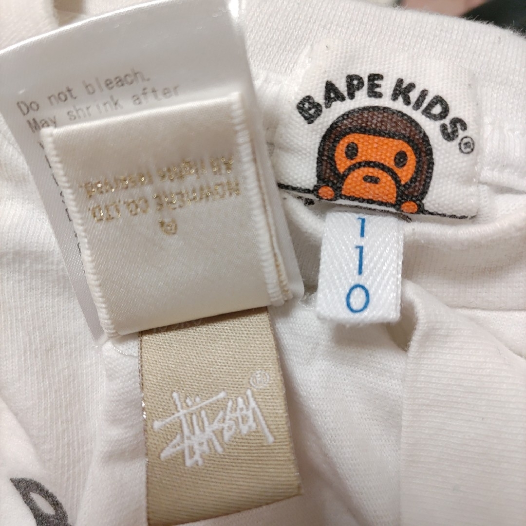 A BATHING APE - STUSSYエイプTシャツBAPEKIDS110cm白A BATHING A BATHING APE - STUSSYエイプTシャツBAPEKIDS110cm白A BATHING