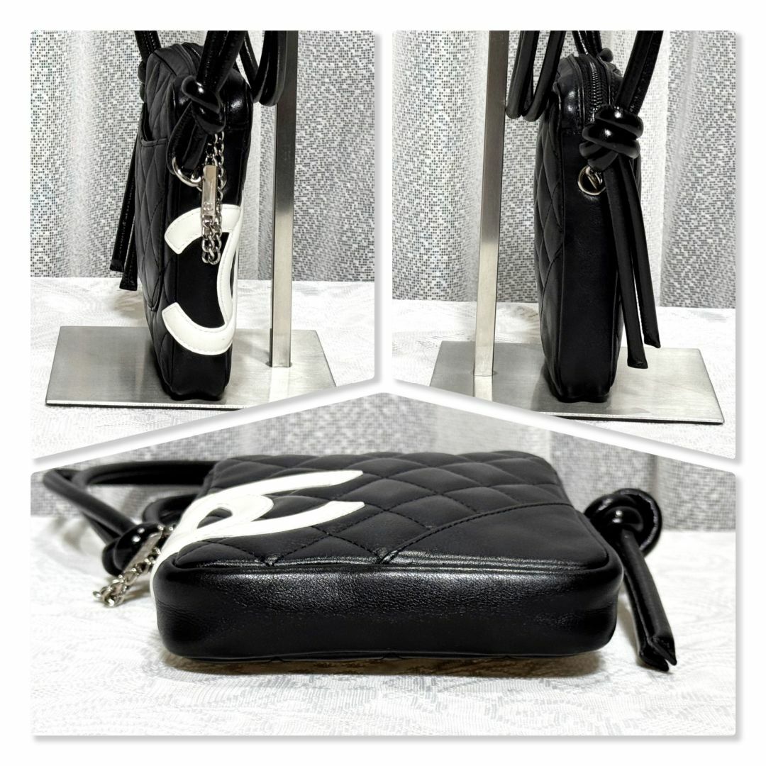 極美品】 CHANEL シャネル カンボン ミニ ショルダーバッグ ブラック 極美品】 CHANEL シャネル カンボン ミニ ショルダーバッグ ブラック