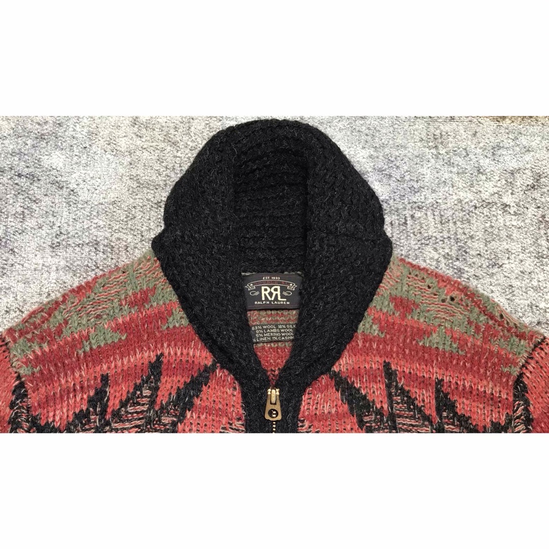 圧巻のサウスウエスタン柄 RRL ネイティブ柄 ニット ジャケット 圧巻のサウスウエスタン柄 RRL ネイティブ柄 ニット ジャケット