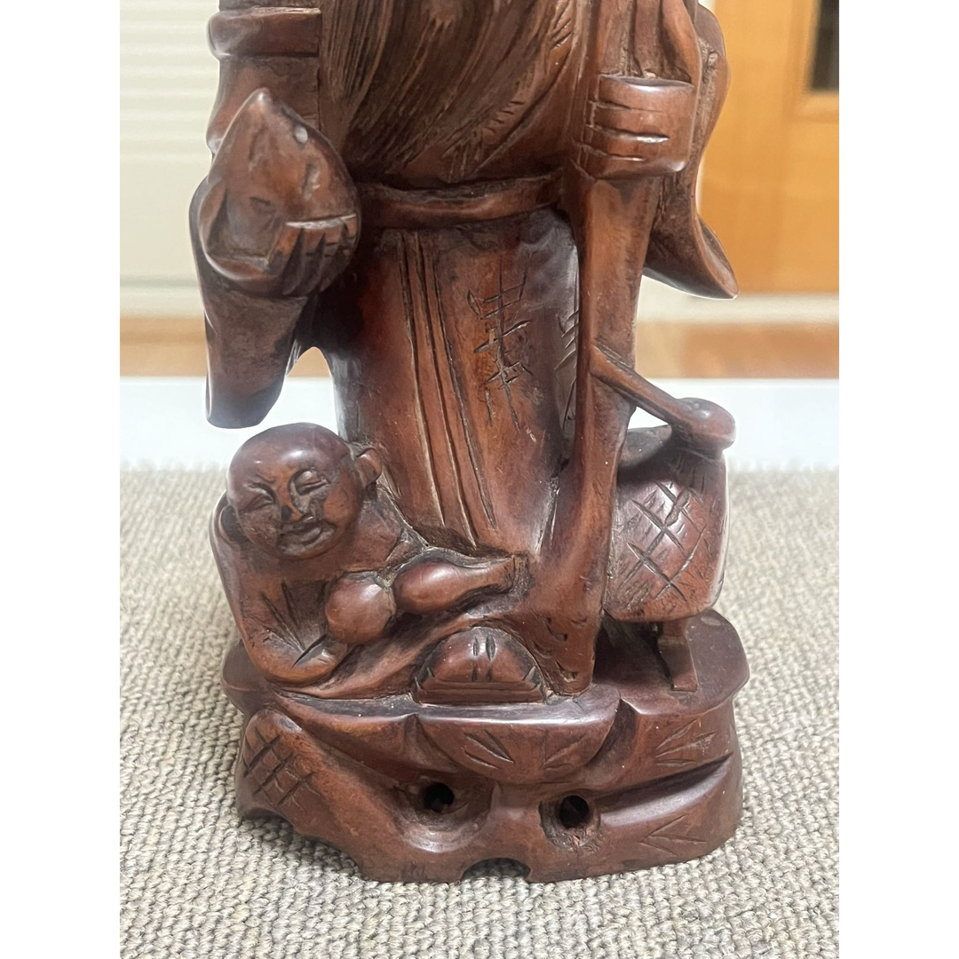 中国美術 昭和レトロ 木製 木彫り 七福神 長老寿 福禄寿 置物 中国美術 昭和レトロ 木製 木彫り 七福神 長老寿 福禄寿 置物