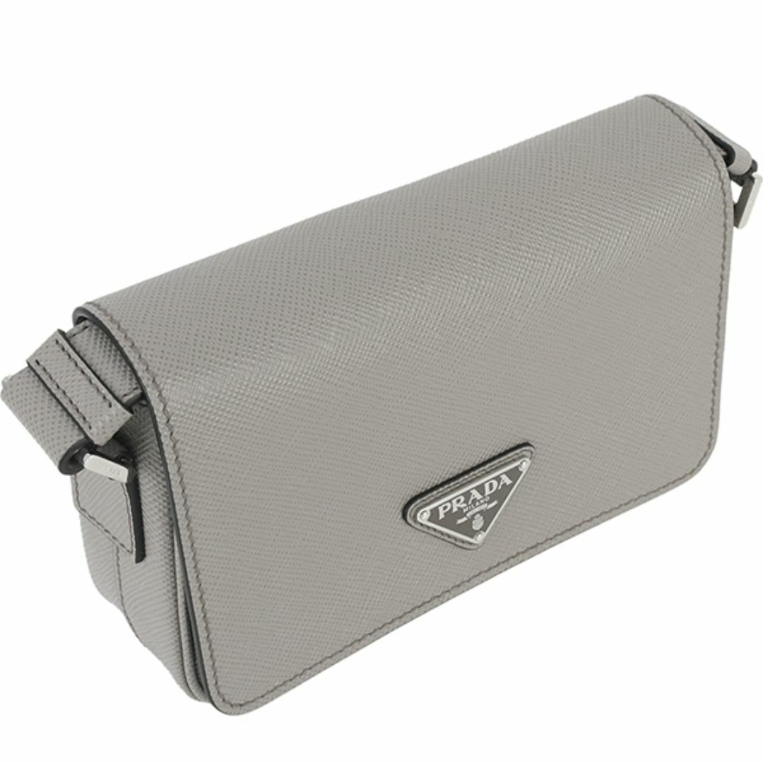 PRADA - プラダ ショルダーバッグ サフィアーノレザー グレー PRADA - プラダ ショルダーバッグ サフィアーノレザー グレー