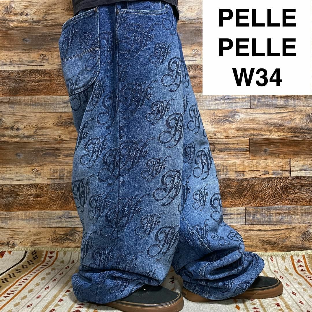 PELLE PELLE - ペレペレ総柄バギーデニムジーンズストリート刺繍 PELLE PELLE - ペレペレ総柄バギーデニムジーンズストリート刺繍