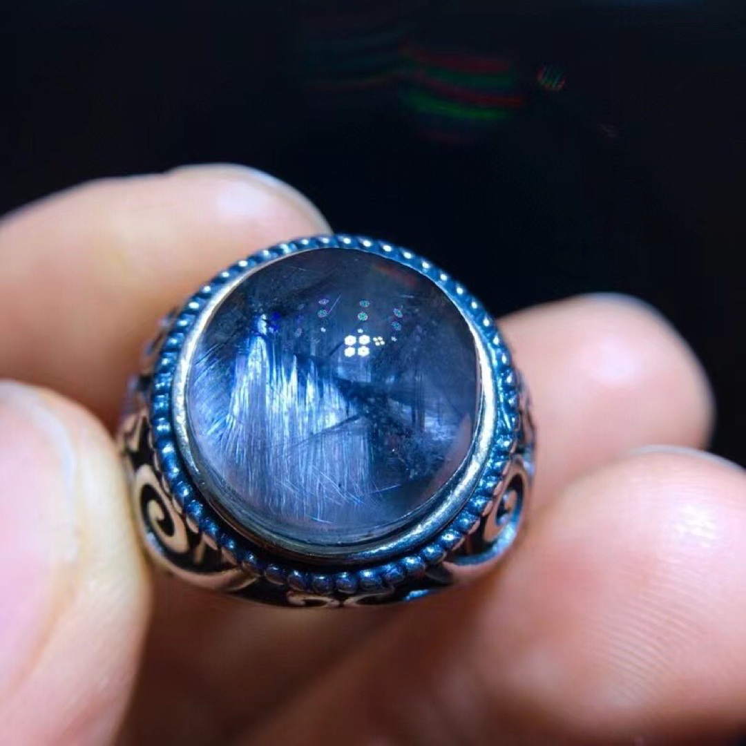 ⭐︎【高級】プラチナタイチンルチルクォーツ リング s925 6.2g ⭐︎【高級】プラチナタイチンルチルクォーツ リング s925 6.2g