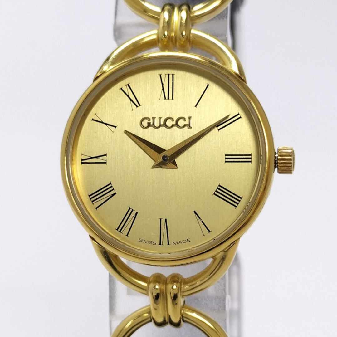 GUCCI レディース 腕時計 クオーツ SS GP レザー ゴールド文字盤 GUCCI レディース 腕時計 クオーツ SS GP レザー ゴールド文字盤