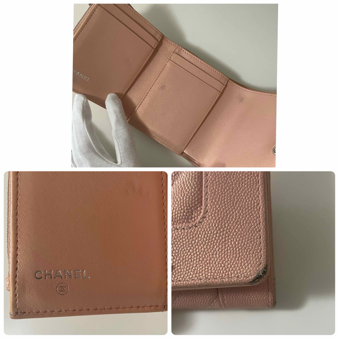 CHANEL 財布 マドモアゼル 三つ折り キャビアスキン CHANEL 財布 マドモアゼル 三つ折り キャビアスキン