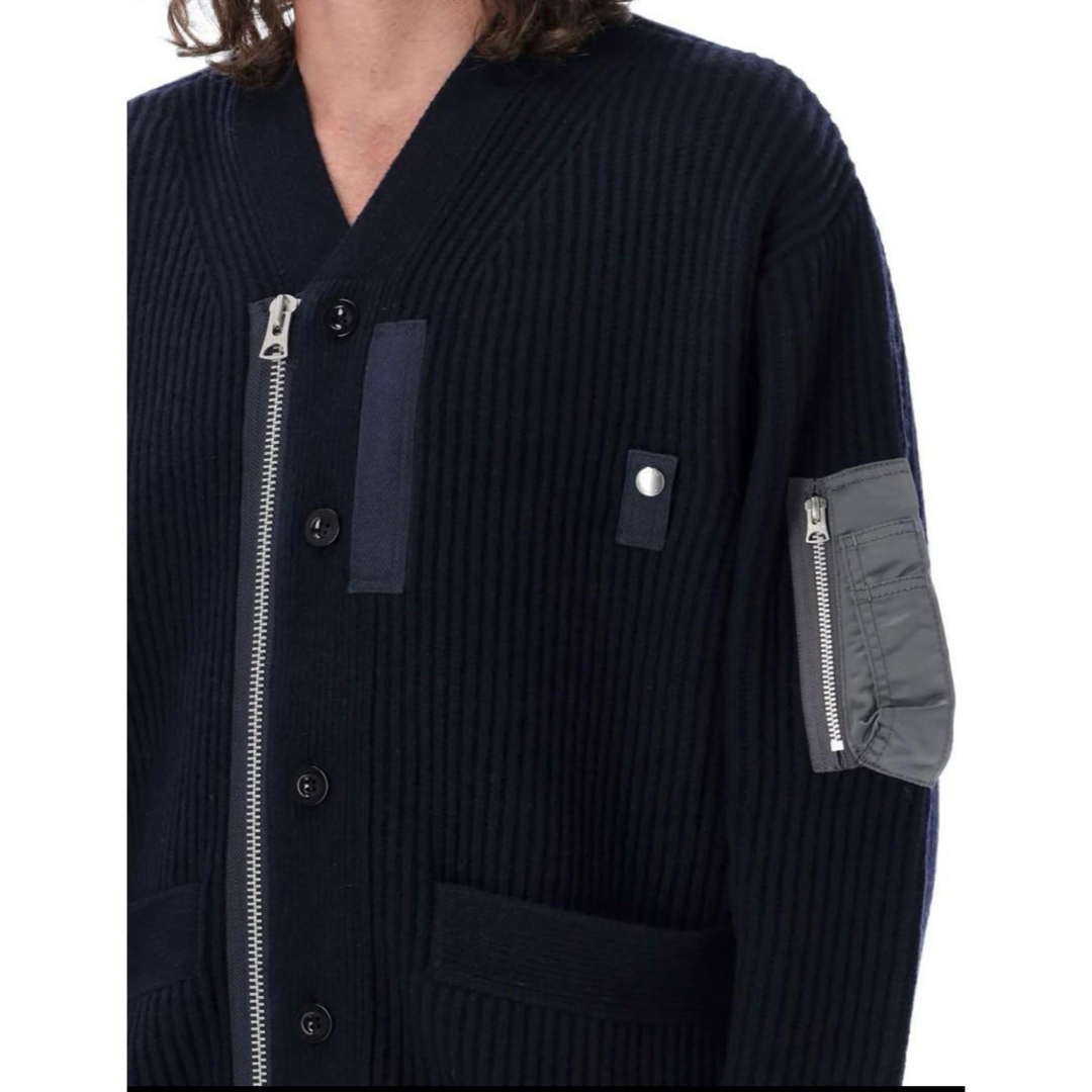 sacai - sacai ツイルミックス ジップアップ カーディガンの通販 sacai - sacai ツイルミックス ジップアップ カーディガンの通販