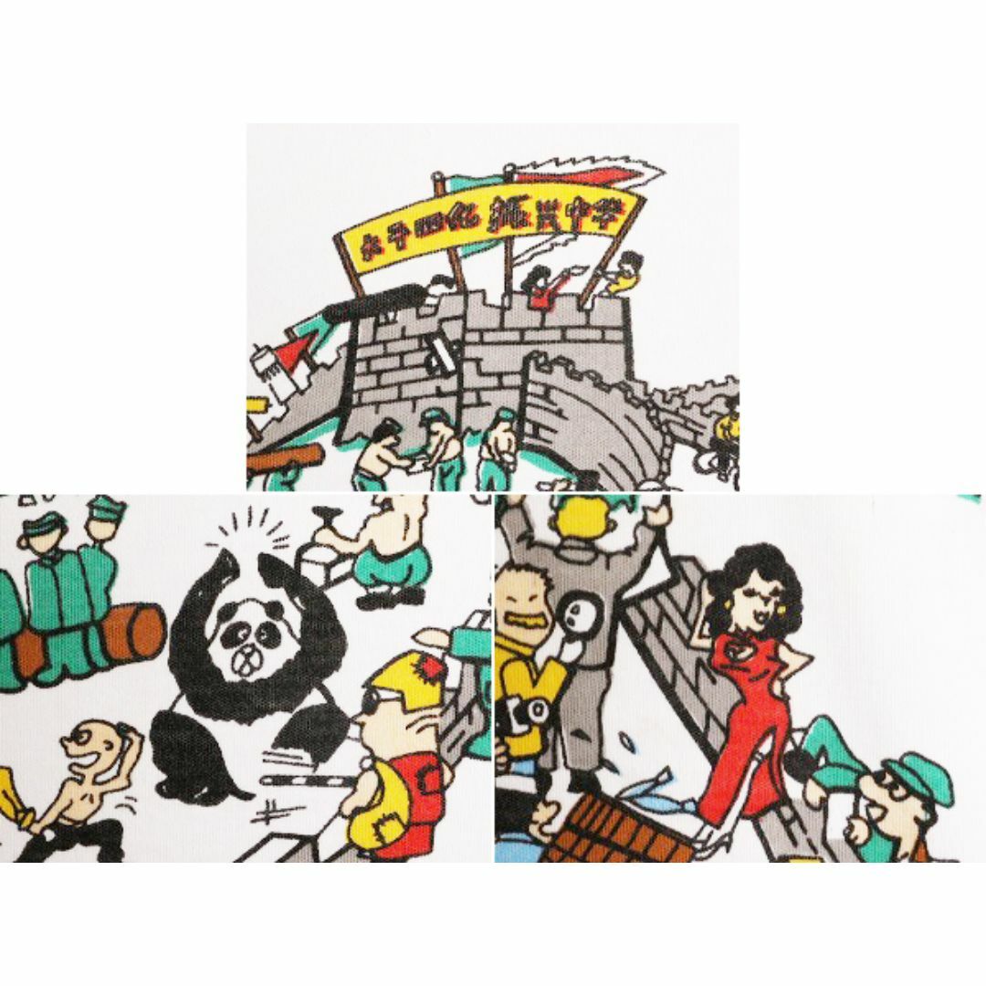 80s 90s チャイナ スーベニア イラスト プリント Tシャツ メンズ 80s 90s チャイナ スーベニア イラスト プリント Tシャツ メンズ