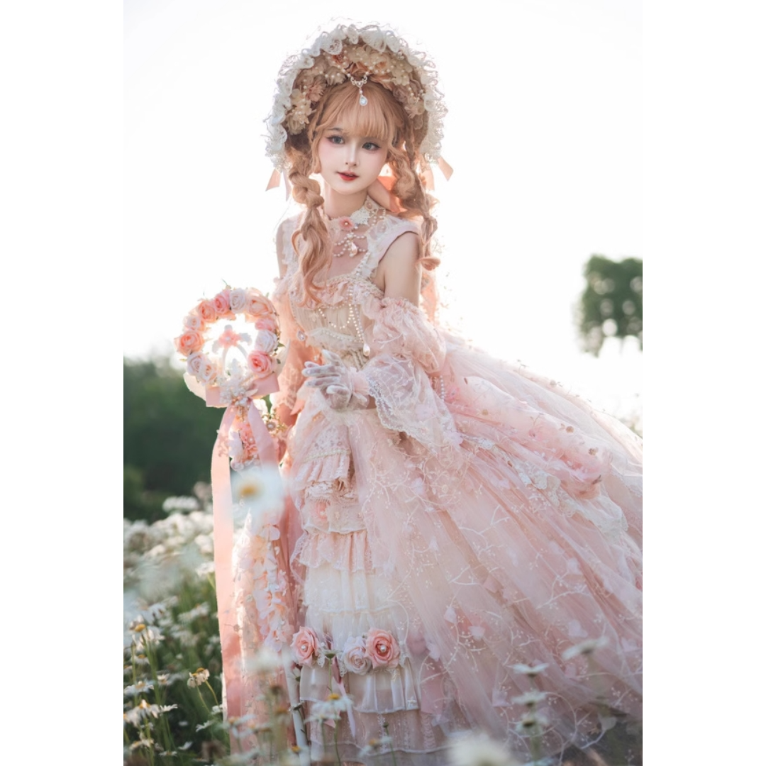 オリジナル【春日礼盒】花嫁 華麗な シフォン ロリータ オリジナル【春日礼盒】花嫁 華麗な シフォン ロリータ
