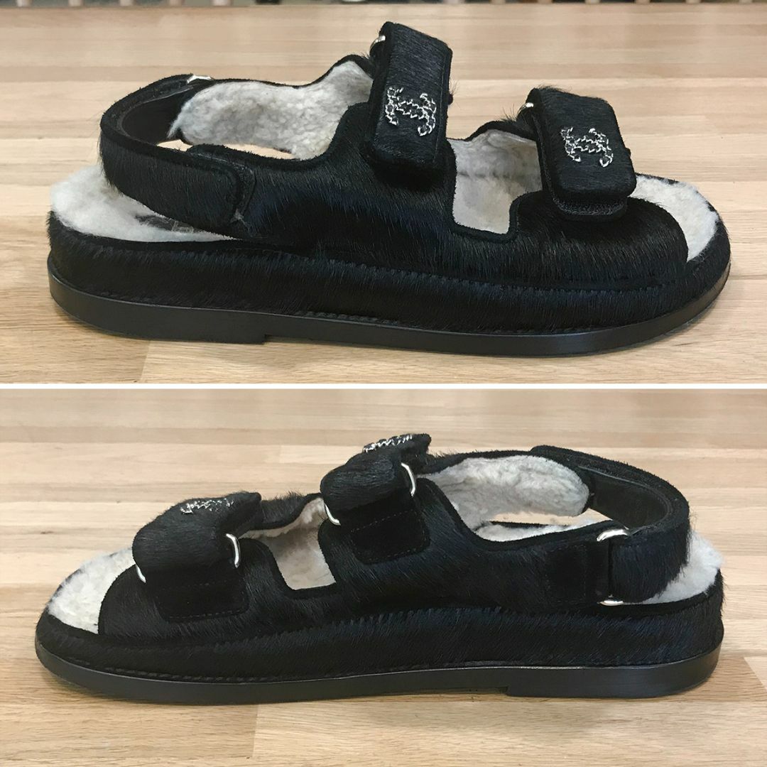 超美品 シャネル フットベッド ベルクロ サンダル ファー ハラコ 超美品 シャネル フットベッド ベルクロ サンダル ファー ハラコ