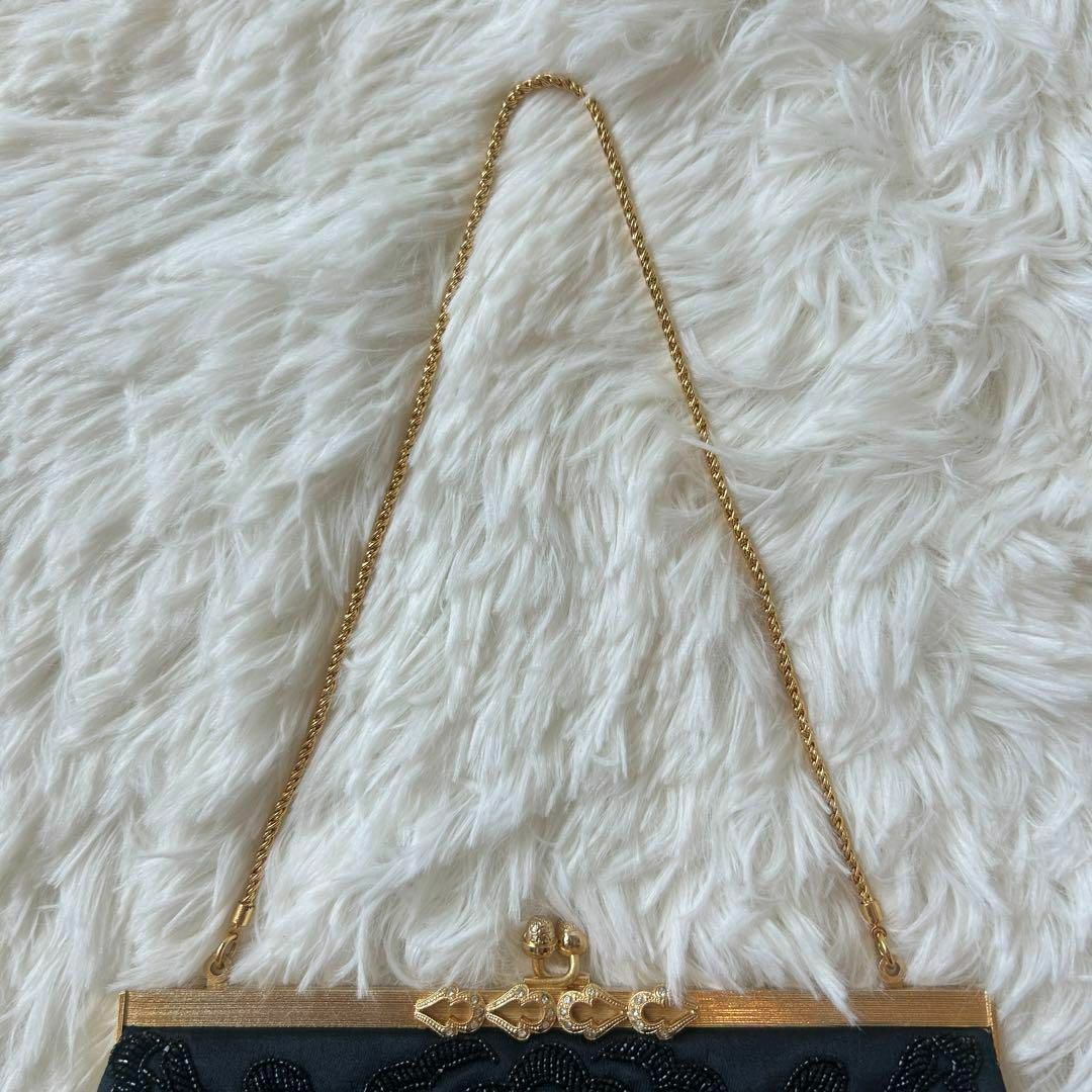 美品】銀座 白牡丹 高級ビーズバッグ ブラック クラッチバッグ 美品】銀座 白牡丹 高級ビーズバッグ ブラック クラッチバッグ