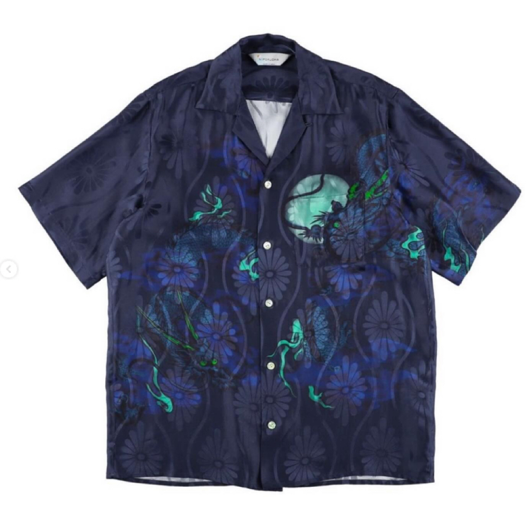S NIPOALOHA 渋谷龍太 コラボ レートアロハシャツ Navy ネイビー S NIPOALOHA 渋谷龍太 コラボ レートアロハシャツ Navy ネイビー