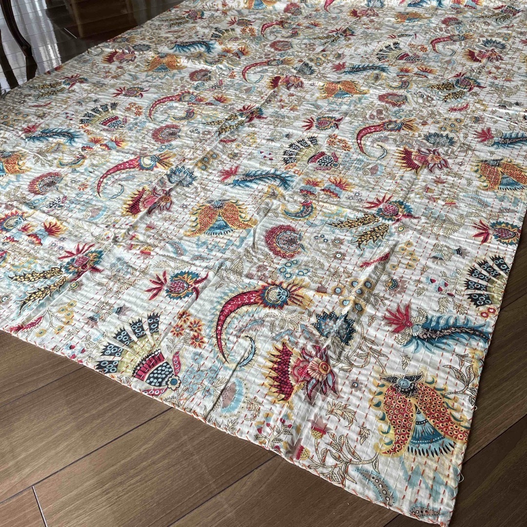 新品•未使用】カンタキルト インド 刺し子 マルチカバー インド 新品•未使用】カンタキルト インド 刺し子 マルチカバー インド