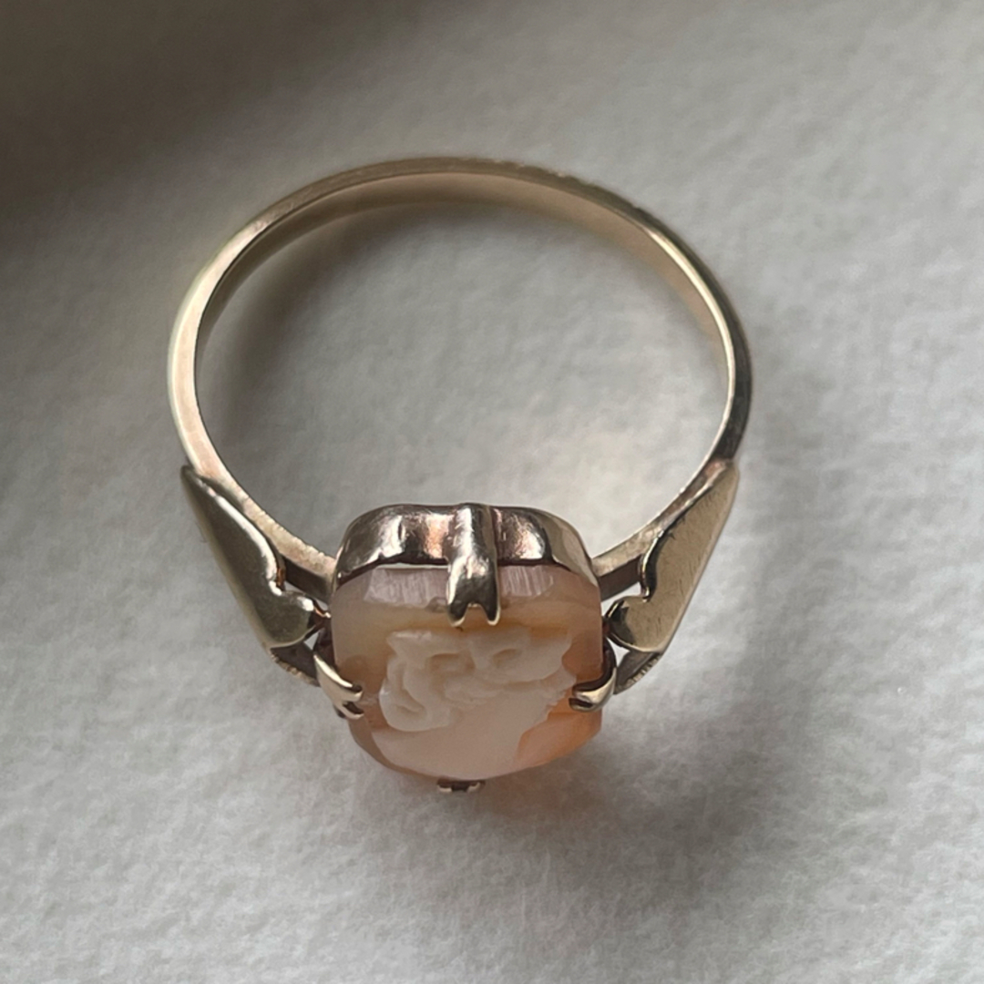 カメオリング 9金 ゴールド シェルカメオリング イギリス製9ct カメオリング 9金 ゴールド シェルカメオリング イギリス製9ct