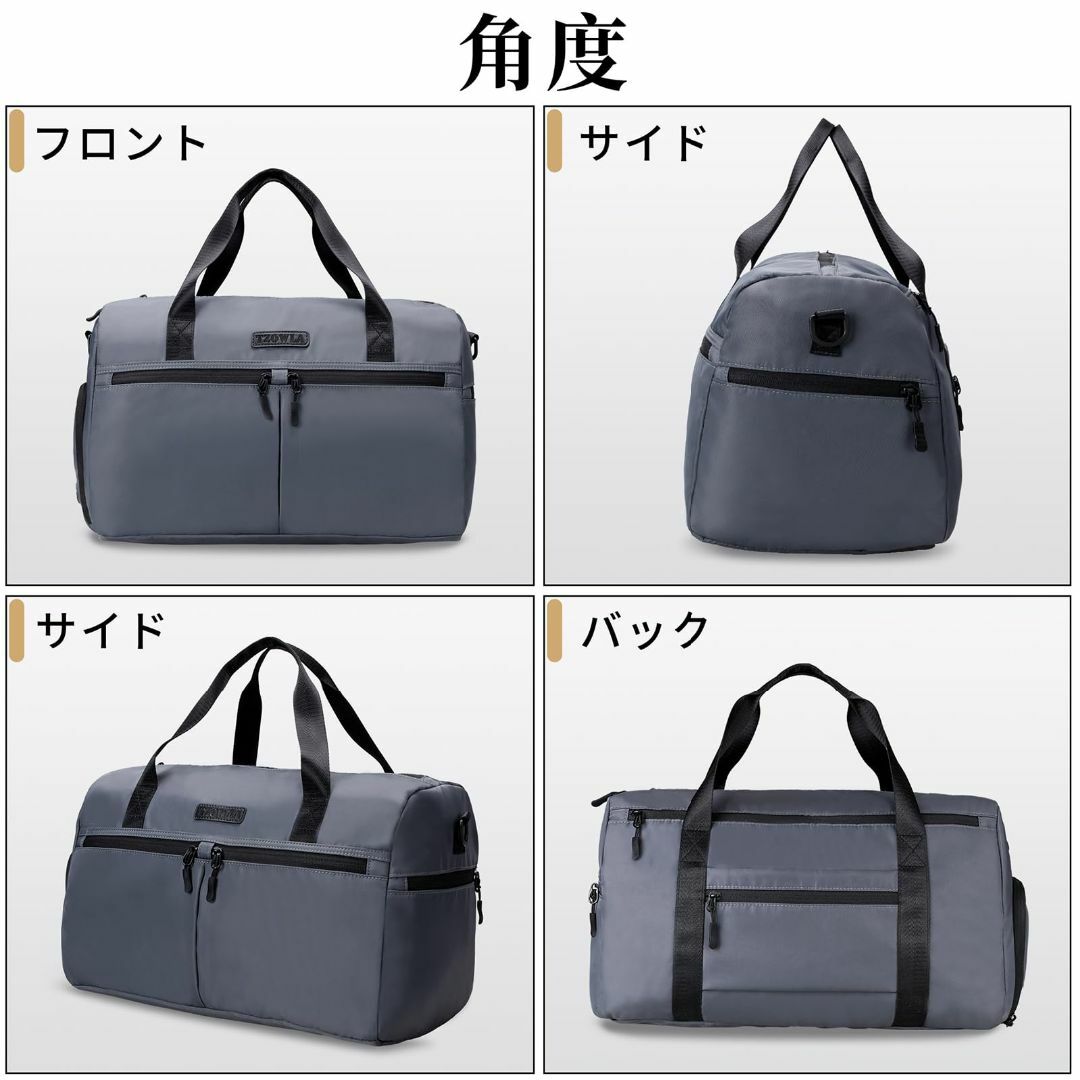 サイズ:Medium_色:Gray】Tzowla 旅行バッグ - ボストンバッの サイズ:Medium_色:Gray】Tzowla 旅行バッグ - ボストンバッの