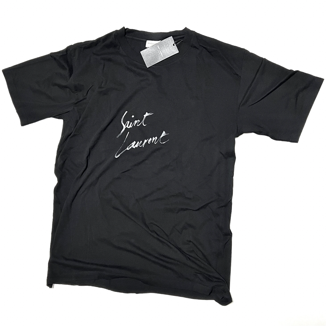 L 新品 サンローラン 手書き風 ロゴ Tシャツ Saint Laurent 黒 L 新品 サンローラン 手書き風 ロゴ Tシャツ Saint Laurent 黒
