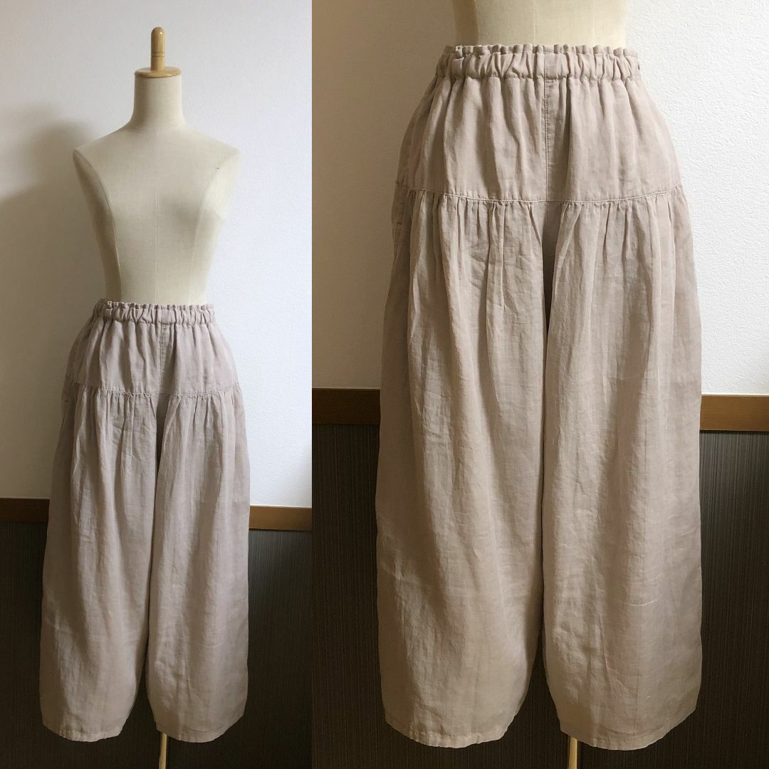 Vlas Blomme】Ramie Voile 裏付きギャザーパンツ Vlas Blomme】Ramie Voile 裏付きギャザーパンツ