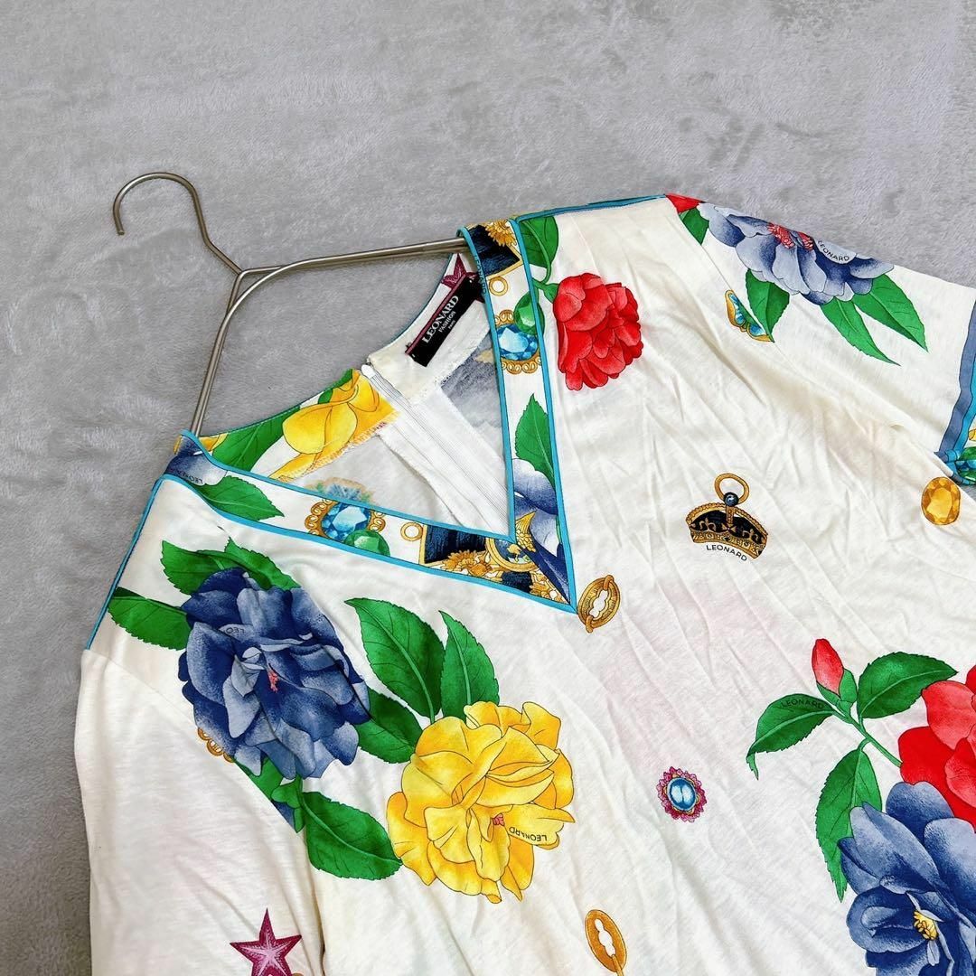 LEONARD FASHION】(M) 日本製 半袖 花柄 シャツ ブラウス LEONARD FASHION】(M) 日本製 半袖 花柄 シャツ ブラウス