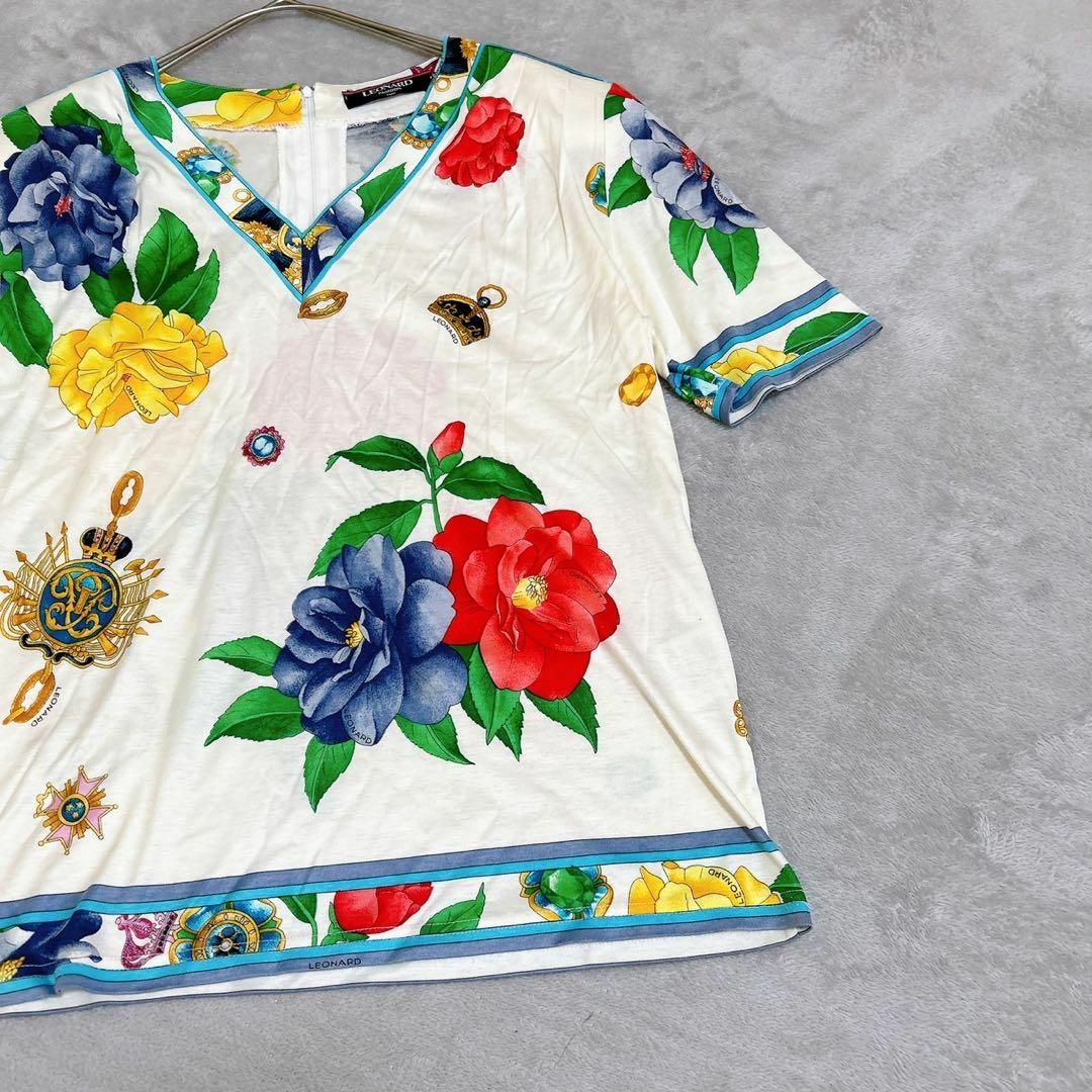 LEONARD FASHION】(M) 日本製 半袖 花柄 シャツ ブラウス シャツ LEONARD FASHION】(M) 日本製 半袖 花柄 シャツ ブラウス シャツ