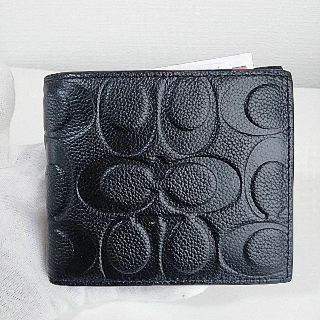 COACH - 未使用品 コーチ 二つ折り財布 エンボス シグネチャー COACH - 未使用品 コーチ 二つ折り財布 エンボス シグネチャー