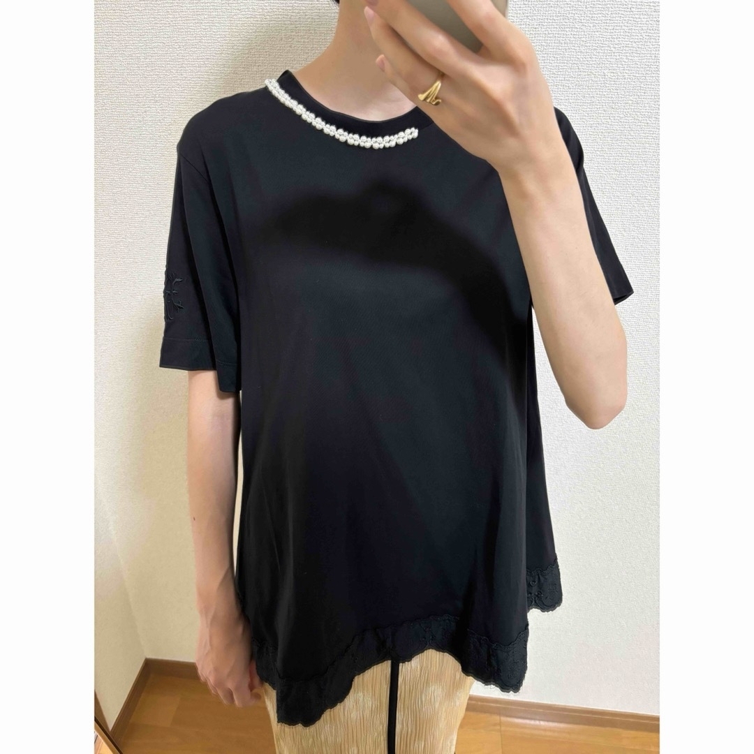 simone rocha シモーネロシャ パール カットソー ブラック simone rocha シモーネロシャ パール カットソー ブラック