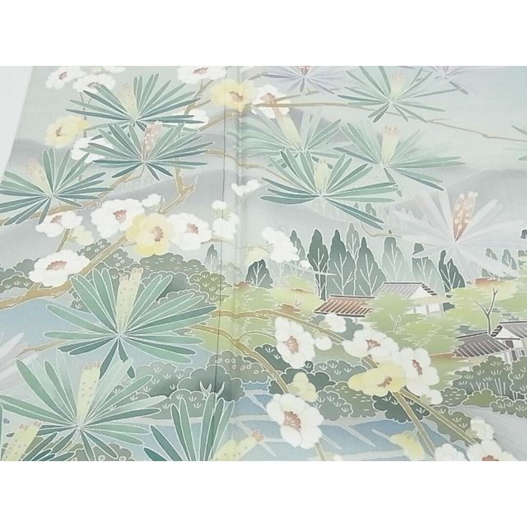 平和屋本店□極上 訪問着 友禅 作家物 枝松風景花文 正絹 逸品 平和屋本店□極上 訪問着 友禅 作家物 枝松風景花文 正絹 逸品