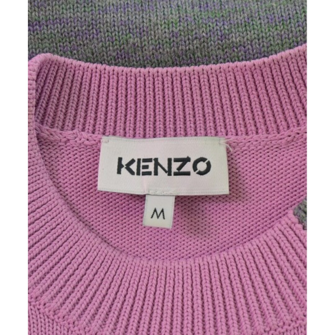 KENZO - KENZO ケンゾー ニット・セーター M グレーx紫xピンク KENZO - KENZO ケンゾー ニット・セーター M グレーx紫xピンク