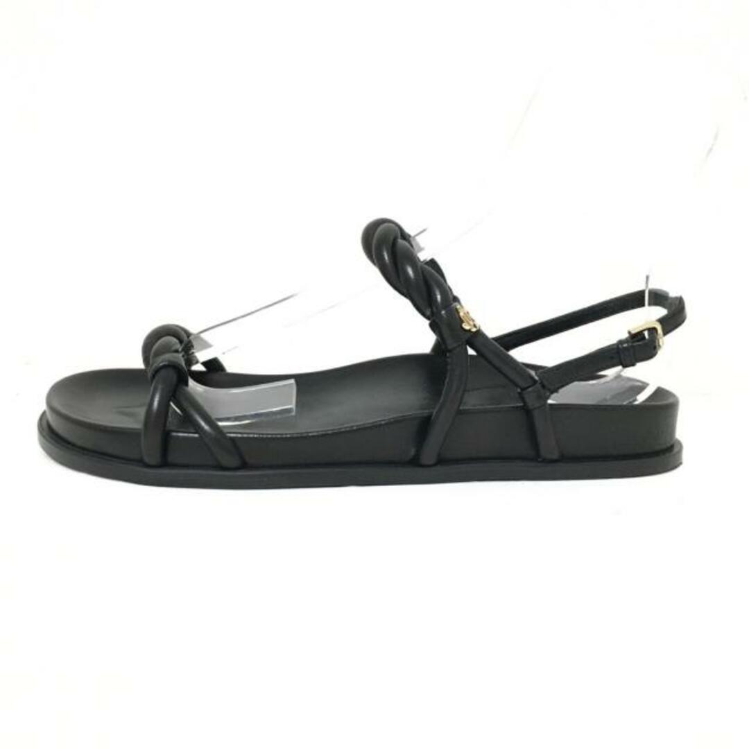 JIMMY CHOO(ジミーチュウ) サンダル 37 レディース - 黒 レザー JIMMY CHOO(ジミーチュウ) サンダル 37 レディース - 黒 レザー