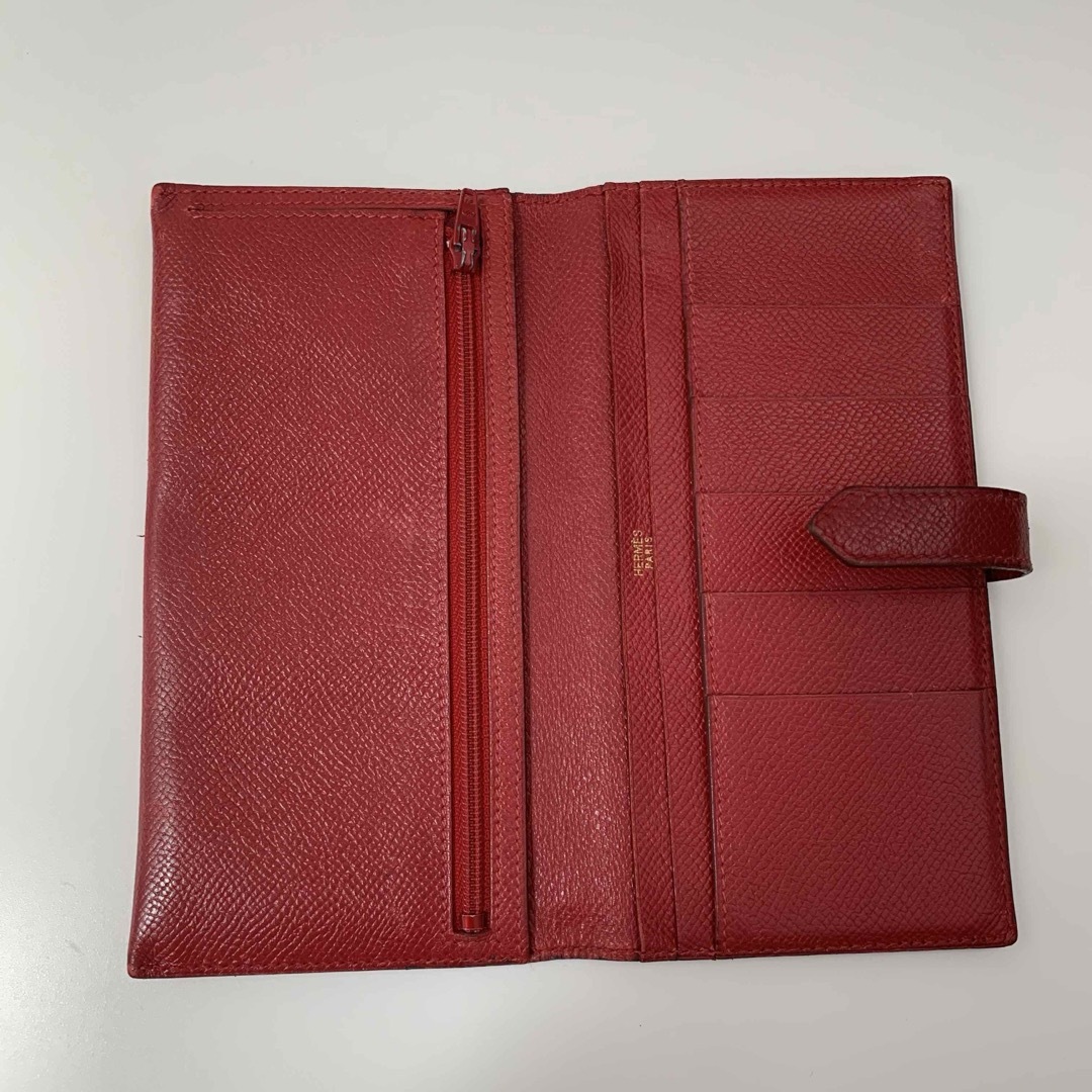 HERMES - HERMES エルメス ベアン クラシック 長財布 レッド 赤 HERMES - HERMES エルメス ベアン クラシック 長財布 レッド 赤