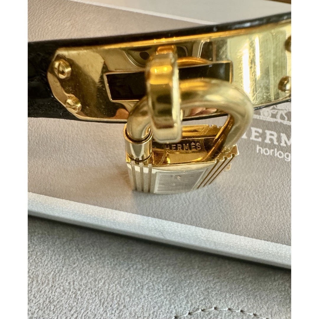 HERMES - 美品☆エルメス ケリーウォッチ ブラックリザード電池 HERMES - 美品☆エルメス ケリーウォッチ ブラックリザード電池