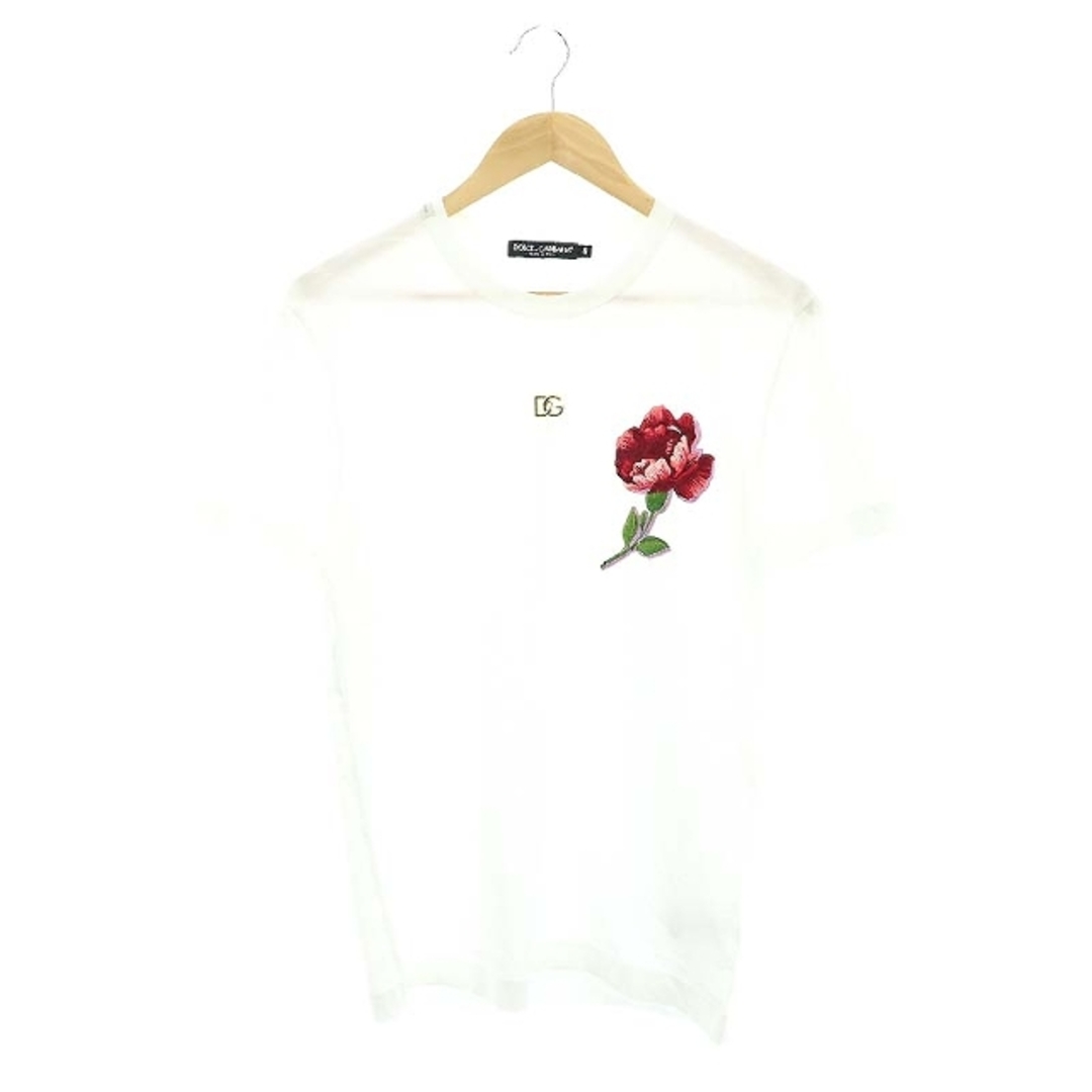 ドルチェアンドガッパーナ薔薇デザインTシャツロゴ入り - 半袖 ドルチェアンドガッパーナ薔薇デザインTシャツロゴ入り - 半袖