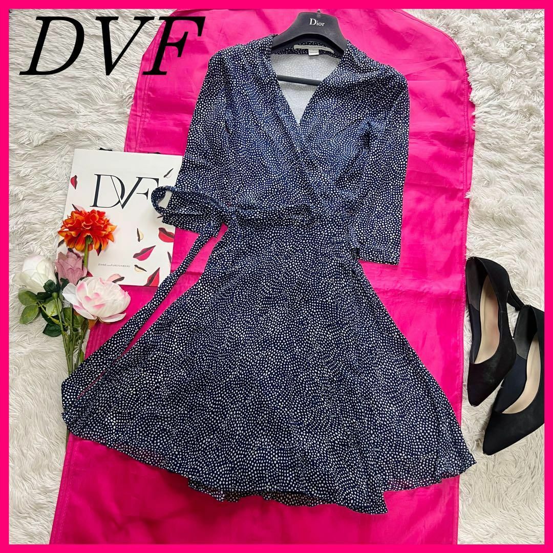 美品】DIANEvonFURSTENBERG ラップワンピース ネイビー 0 美品】DIANEvonFURSTENBERG ラップワンピース ネイビー 0