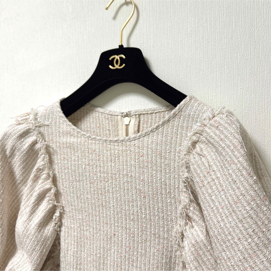 ohga】完売品♡ツイードパフスリーブトップス カットソー ohga】完売品♡ツイードパフスリーブトップス カットソー
