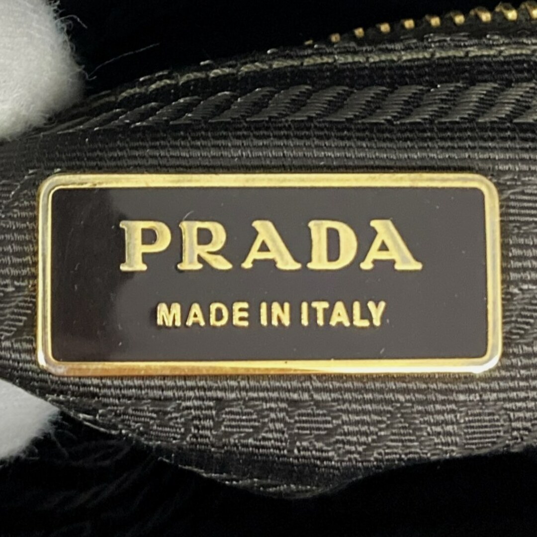 PRADA - PRADA プラダ ハンドバッグ 三角プレート レザー レッド PRADA - PRADA プラダ ハンドバッグ 三角プレート レザー レッド