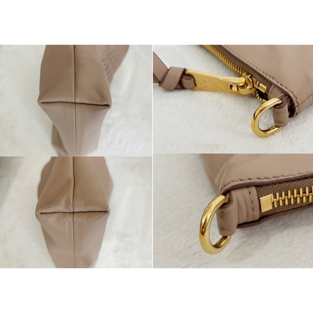 MIU MIU - 【MIU MIU】レザー ショルダーバッグ ベージュピンク MIU MIU - 【MIU MIU】レザー ショルダーバッグ ベージュピンク