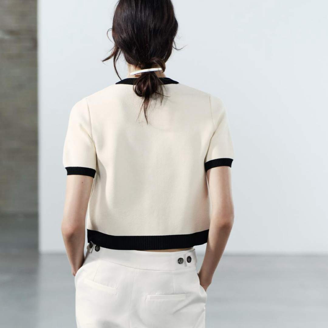 ZARA - ZARA 新品 ショートスリーブ ニットカーディガン Lの通販 ZARA - ZARA 新品 ショートスリーブ ニットカーディガン Lの通販